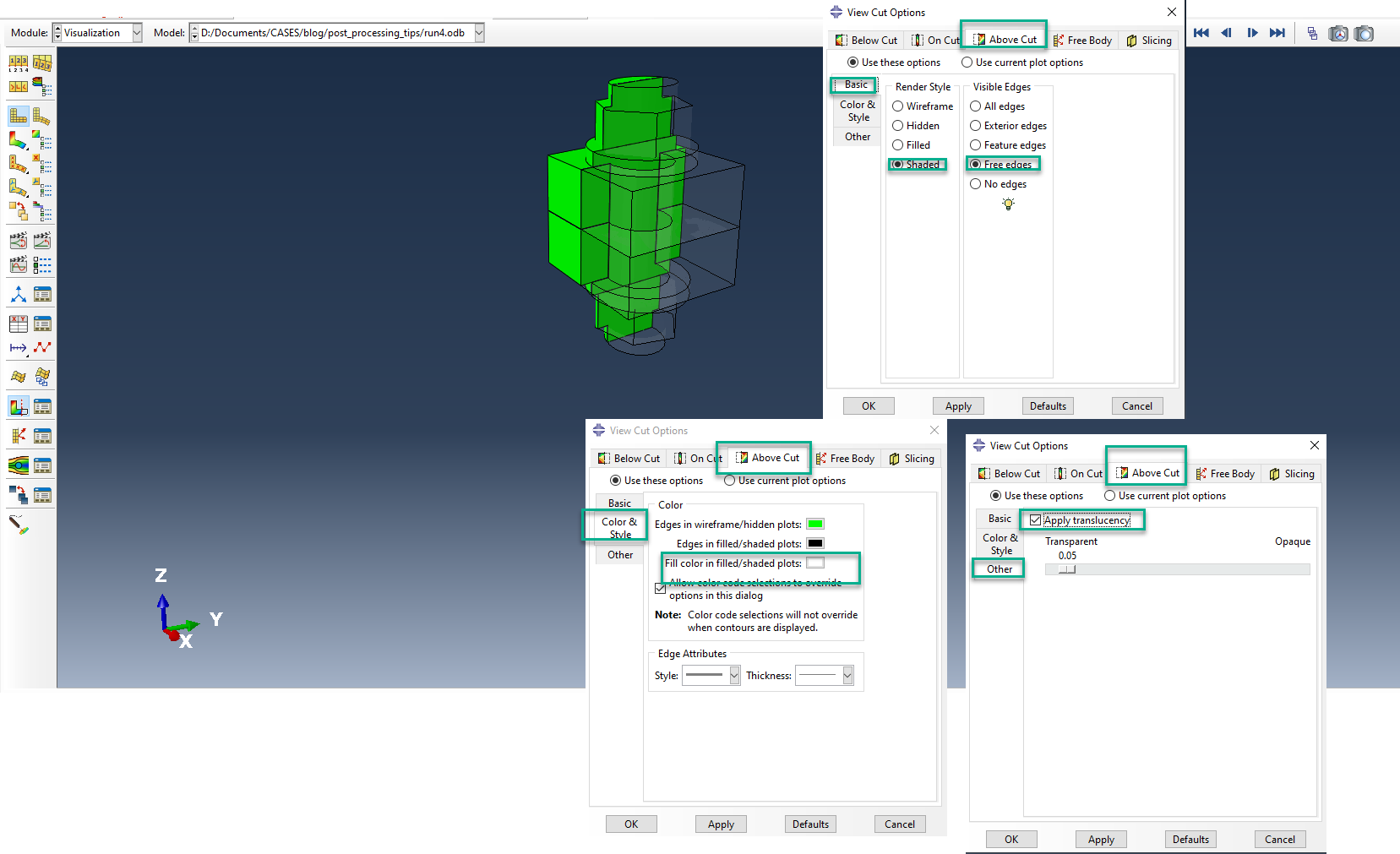Adding Translucency For Enhanced Post Processing In Abaqus